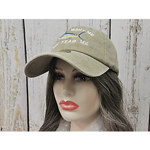 Enodtter Women Want Me Fish Fear Me Hat Embroidered, Khaki Embroidery Baseball Caps for Men, Adjustable Snapback Trucker Hat Outdoor Dad Hats