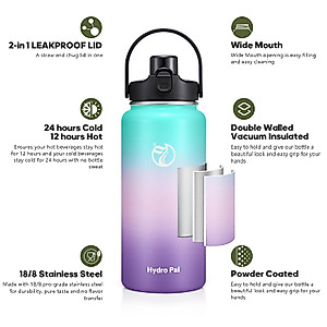 Half Gallon Insulated Water Bottle with 2-in-1 Lid (Chug Lid/Straw Lid), 64oz Double Walled Vacuum Stainless Steel Water Bottles, Water Jug with Straw, Wide Mouth Insulated Thermos