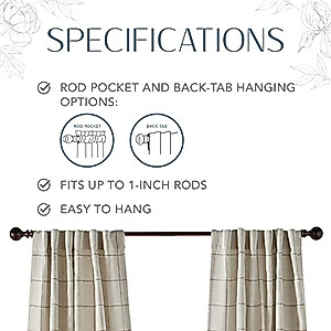 Elrene Home Fashions Brighton Windowpane Plaid Blackout Window Curtain, Living Room and Bedroom Drape with Rod Pocket Tabs, 52" x 84", Linen, 1 Panel