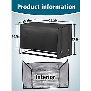 Windproof Window AC Cover Fits Midea U-Shaped 8000/10000/12000 BTU - Thicken Oxford Air Conditioner Cover for Winter Outside, 21.3''W x 13.4''H x 13.8''D