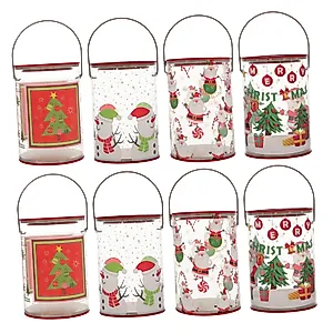 NOLITOY 8pcs Portable Cylinder Cookie Boxes Plastic Cookie Jar Sealed Containers for Food Pantry Sugar Jars Christmas Biscuit Tins Tinplate Lid Canister for Candy Mini Pvc