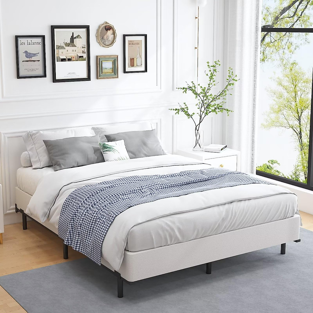 ALDRICH Queen Box Springs 9 Inch Heavy Duty Metal Box Spring Mattress Foundation 3000lbs Max Weight Capacity/Non-Slip/No Noise/Easy Assembly/Easy Clean Cover