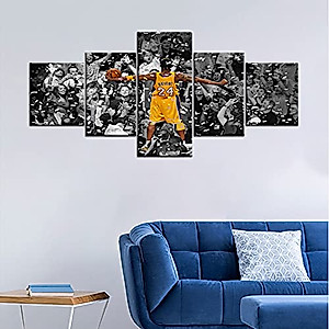GoForArt Kobe Bryant Wall Art Poster Paintings 5 Piece Canvas Art Picture Prints Artwork Living Room Wall Decor Modern Home Decoration Wooden Framed Ready to Hang [50''W x 24''H]