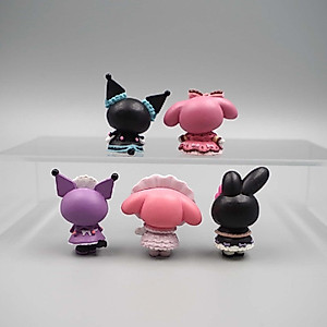 AfupGb Cute Anime Figures Set, Mini Cartoon Animal Cake Toppers, PVC Model Figurines Toys, Party Supplies (A-5pcs)