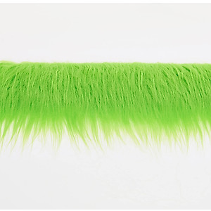 Shaggy Plush Faux Fur Fabric Precut Strips Fluffy Fuzzy Craft Fur for Gnomes Beard Hair Cosplay Costume Dwarf Decoration (Green, 8x60 inch)