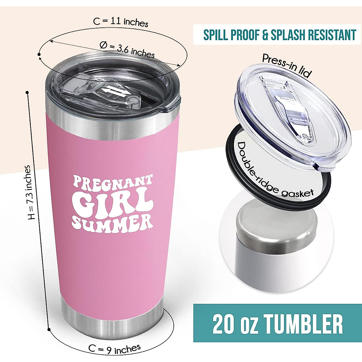 CHICKOR Pregnant Girl Summer Cup - Pregnancy Gifts for Expecting Mom, Mom to Be, First Time Mom - gift for pregnant daughter Women friend wife - 20 Oz Tumbler, Pregnant Mom Gifts, New Mom Gift