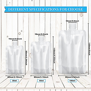 Zopeal 12 Pieces Portable Travel Fluid Makeup Packing Bag, Transparent Clamshell Packaging Bags Stand Up Fluid Makeup Bags with Folding Funnel Black Stickers Chalk Pen for Women Travel Supplies