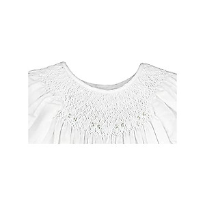 Petit Ami Baby Girls' Bishop Smocked Daydress, Newborn, White