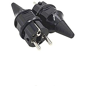 (2 Pack) Tekit Schuko France Germany EU ø4.8mm Pin DIY Rewireable Power Plug 250V 16A,Quality European Rewireable Two Round Plug CCE 7/7 Standard Plug(Coated Black)