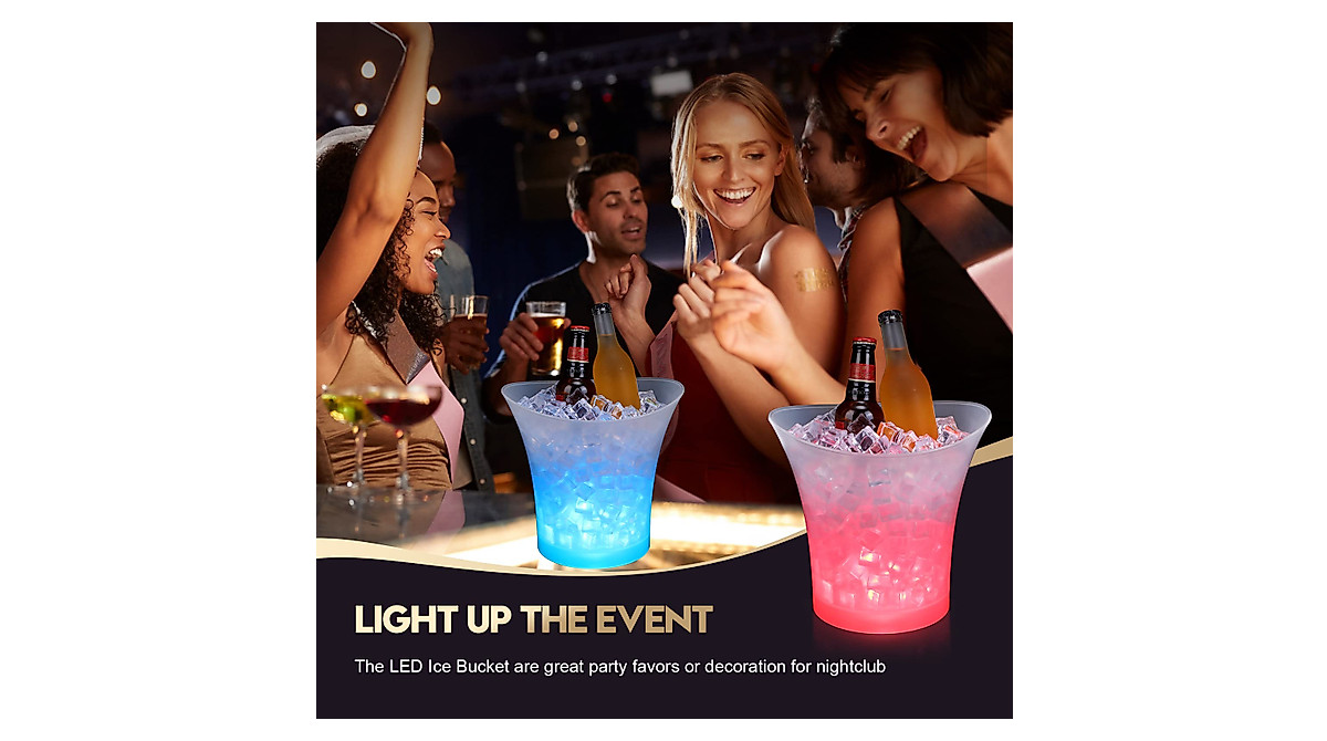 18 Pcs LED Ice Bucket Set with LED Light, Scoop & Clips for Parties