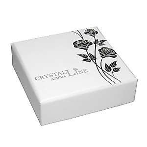 Crystalline Azuria White Zirconia Crystals Cube Set Pendant Necklace 18 inches Dangle Earrings 18K White Gold Plated