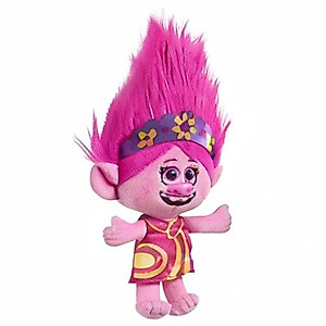 Trolls World Tour DreamWorks Festival Poppy Plush Doll 8" Tall Yellow Pink Dress Purple Headband Officially Licensed