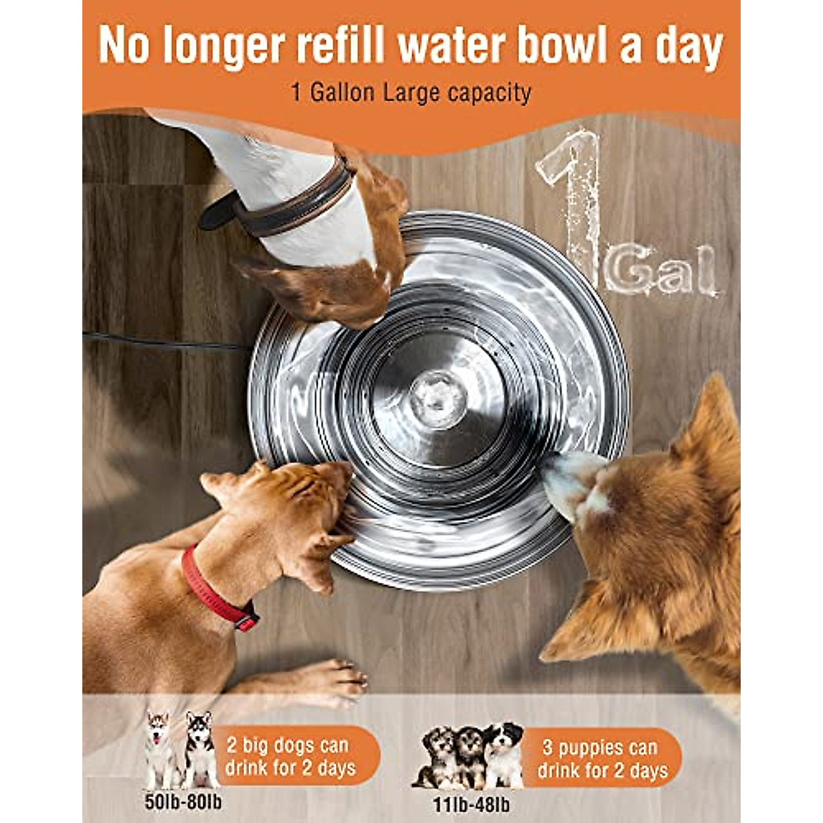 oneisall Cat Water Fountain,3.6L /123OZ Automatic Stainless Steel Pet Water Fountain for Dog Cat,Dog Water Bowl Dispenser with Ultra-Quiet Pump for Multiple Pets