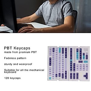 PBT Keycaps, 128 Keys English Keycap Cherry Height DIY Keycaps Fadeless Custom Keycaps for Mechanical Gaming Keyboard(Vaporwave)