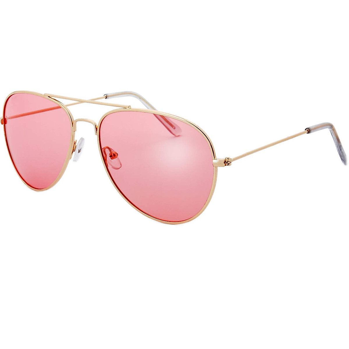 The Fresh Classic Metal Frame Polarized Lens Aviator Sunglasses with Gift Box (12-Gold, PINK)