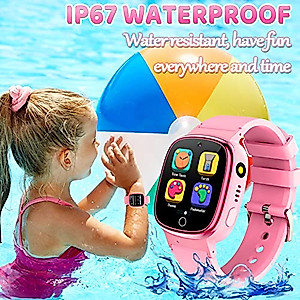Waterproof Smart Watch for Kids 3-10 Years Old with 1.44'' Touch Screen 24 Puzzle Games 10 Audio Books Camera Music Video Player 13 Alarm Clocks Pedometer Flashlight Birthday Gift for Boys Girls
