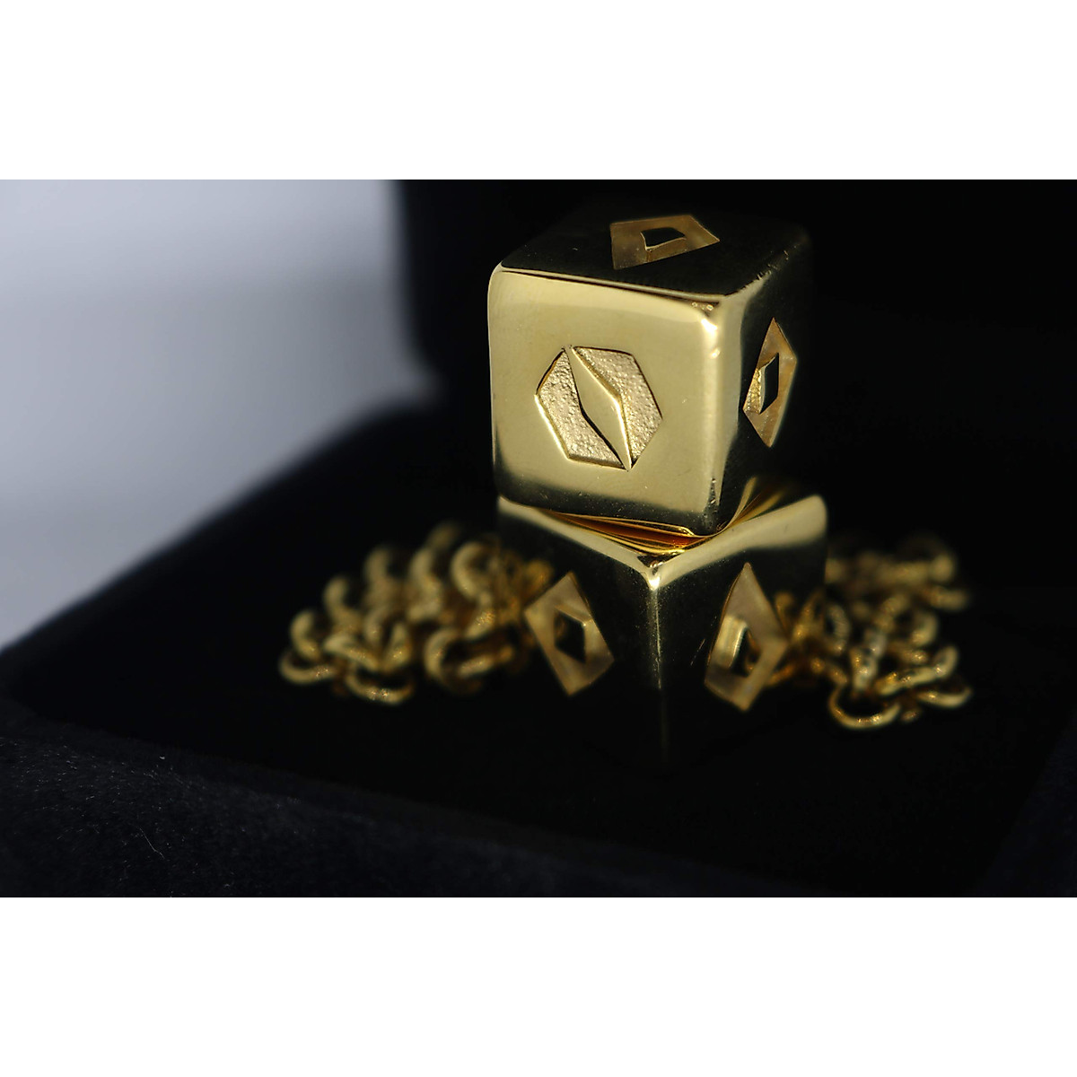Custom 3d Stuff Smuggler's Dice Accurate Stainless Steel Gold Plated Deluxe Solo Dice - Shiny with Gift Box