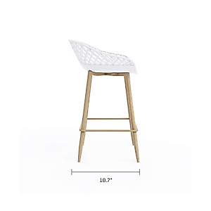 Kurv Counter Stool, Set of 2, White, Indoor/Outdoor, Patio Stools, Bar Stools