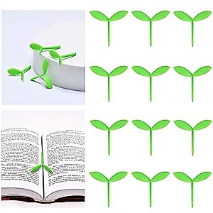 12PCS Sprout Little Green Bookmarks Mini Green Silicone Buds Bookmarks Small Grass Cute Book Mark Decoration Creative Gift for Bookworm Book Lovers Reading
