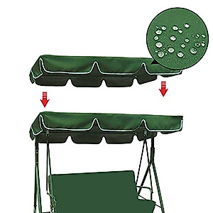 Swing Canopy Replacement Cover & Swing Seat Cover, 3 Seater Outdoor Swing Seat Cover Replacement Top Cover for Garden Patio, Patio Swing Cover Set Waterproof,Green,195x125x15cm/77x49x6''