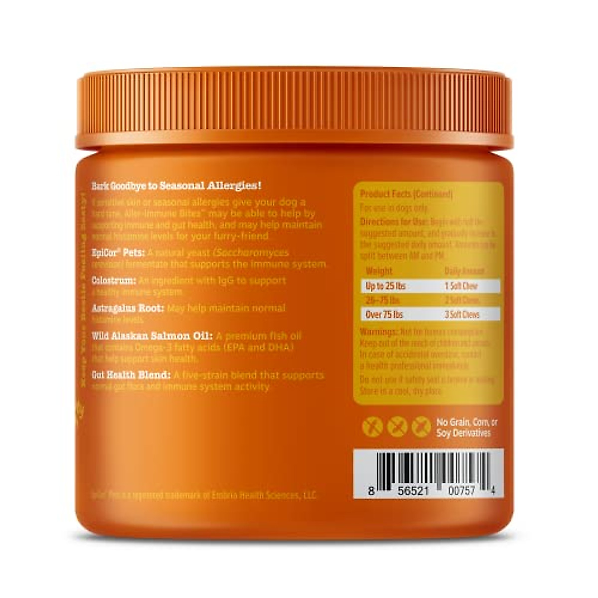 Zesty Paws Allergy Immune Supplement for Dogs - with Omega 3 Salmon Fish Oil & EpiCor Pets + Probiotics for Seasonal Allergies - Lamb - 90 Chews