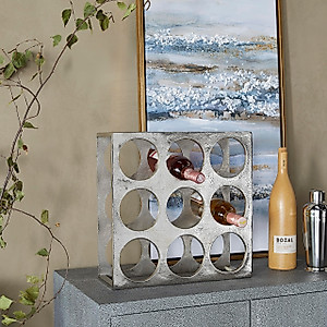 The Novogratz Aluminum 9 Bottle Wine Rack, 16" x 8" x 16", Silver