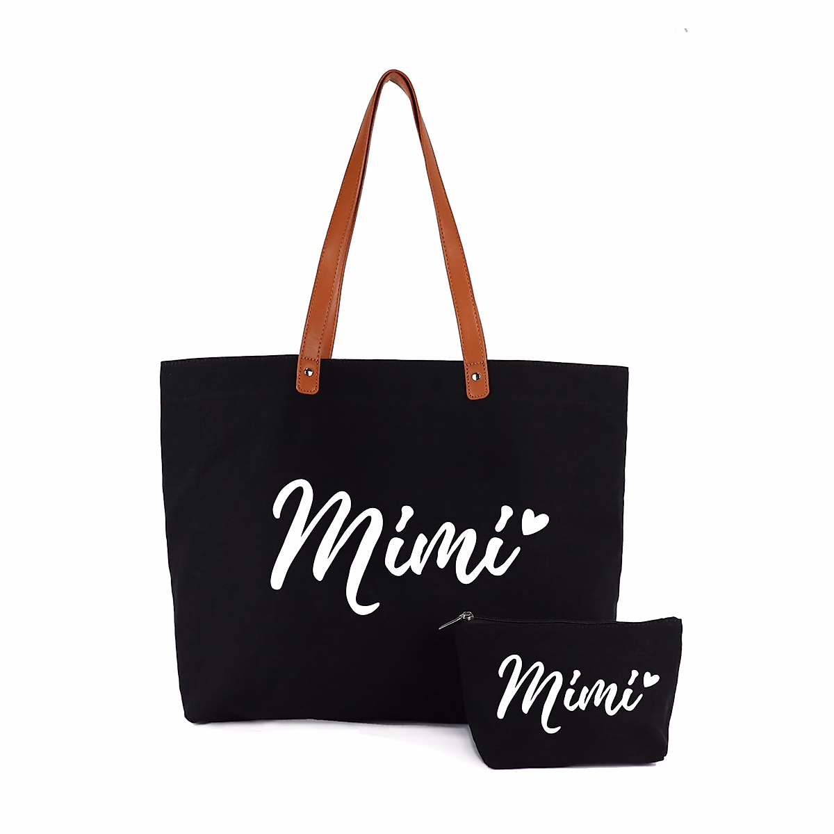 Lamyba Mothers Day Gifts for Mimi, Mini Gifts, Gifts for Mimi Grandma, Mimi Birthday Gifts, Mimi Tote Bag with Zipper, Black