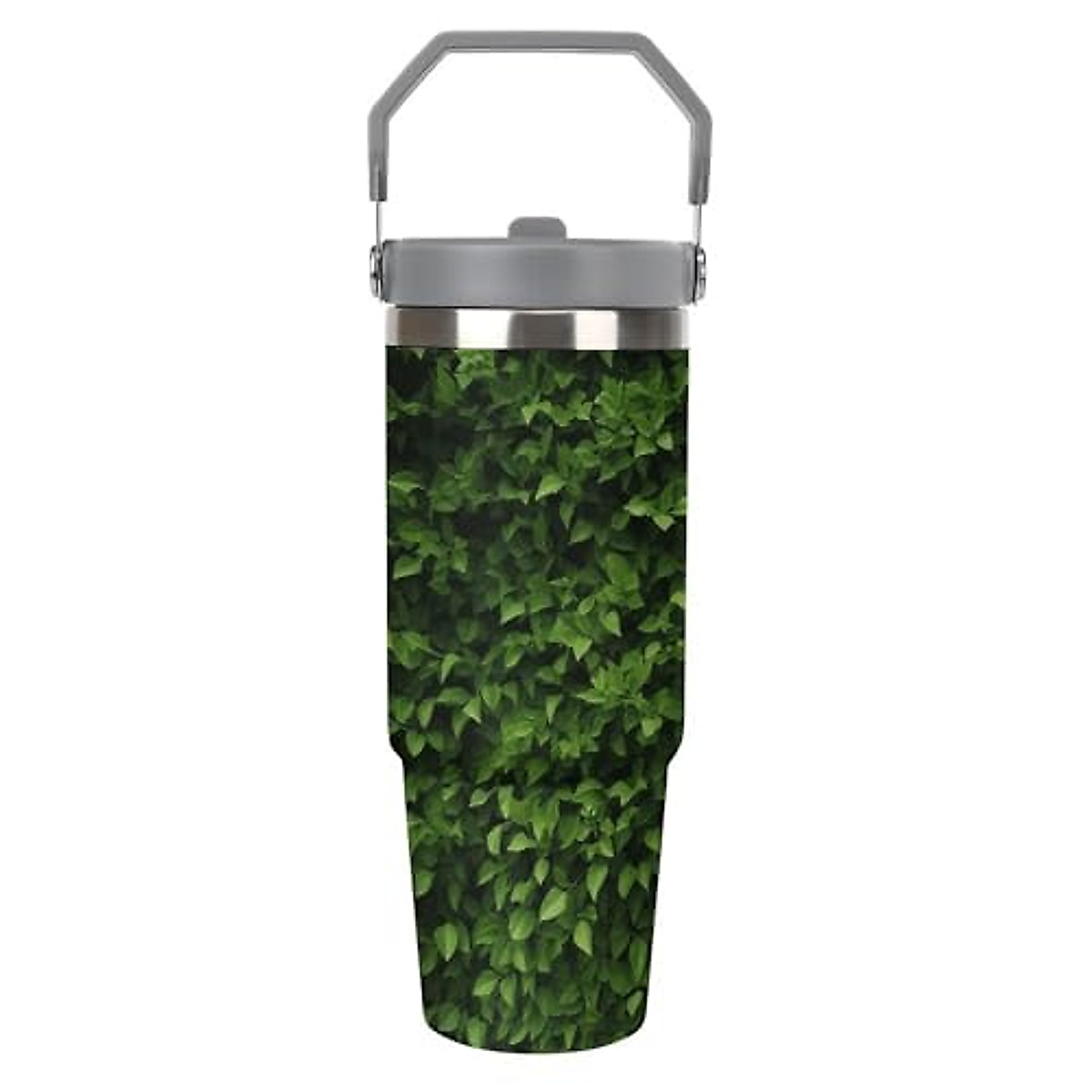 WITHSBKK 30oz Car Cup Hedge Printed with Portable, Stainless Steel Travel Mug, Vacuum Insulated Tumbler And Straw, Leakproof for Car & Outdoor, UV Printed Design