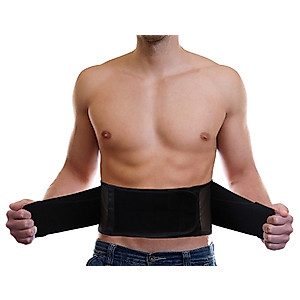 AllyFlex Sports® Lightweight Back Brace for Men & Women Under Uniform, Dual Medical 3D Lumbar Pads for Lower Back Pain Relief, Breathable Mesh with Adjustable Stapes for Back Stress - M