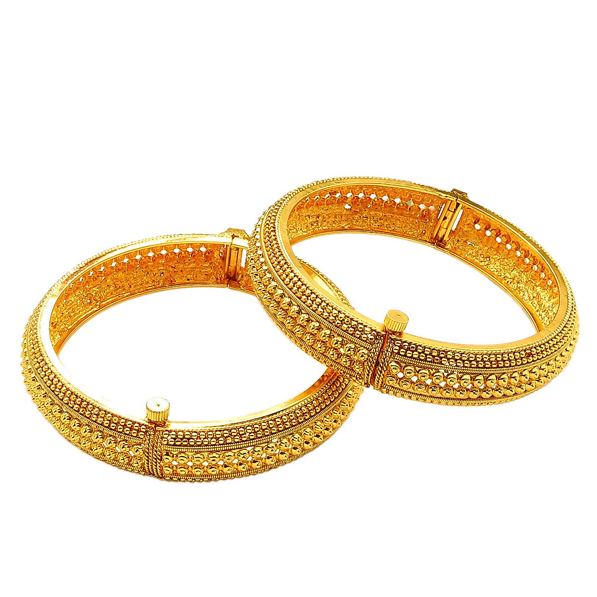 Sukh Collection Jewellery ndian Bollywood Antique Gold Plated Ethnic 2 Pcs Screw Kada Bangle Bracelet Jewelry Women Wedding Style Set (2.4)