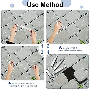 4 Pieces Paver Tool Stainless Steel Paver Extractor Tool Removal Raise Sunken Brick Tool for Garden Lawn Yard Replace Paver Patio Blocks, 7 x 1 Inch