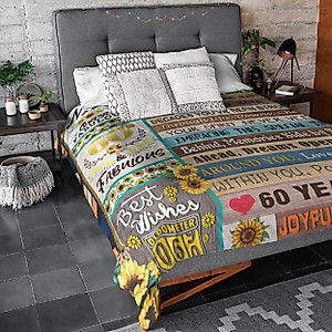 Amxieui 60th Birthday Gifts for Women, 60 Year Old Blanket Gifts Ideas, Funny Womens 60th Birthday Decorations Gifts, Happy 60th Birthday Gift for Mom,Sister, Wife