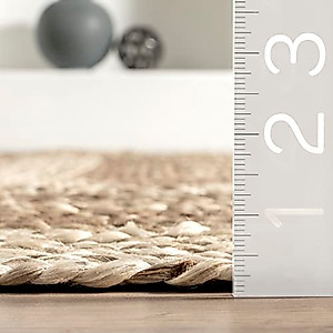 nuLOOM Charlene Braided Border Jute Area Rug, 5' x 8' Oval, Natural