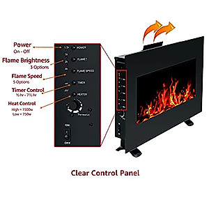 Jarka&Co 34 Inch Wall Mounted Electric Fireplace, Freestanding or Hanging Portable Room Heater with Remote