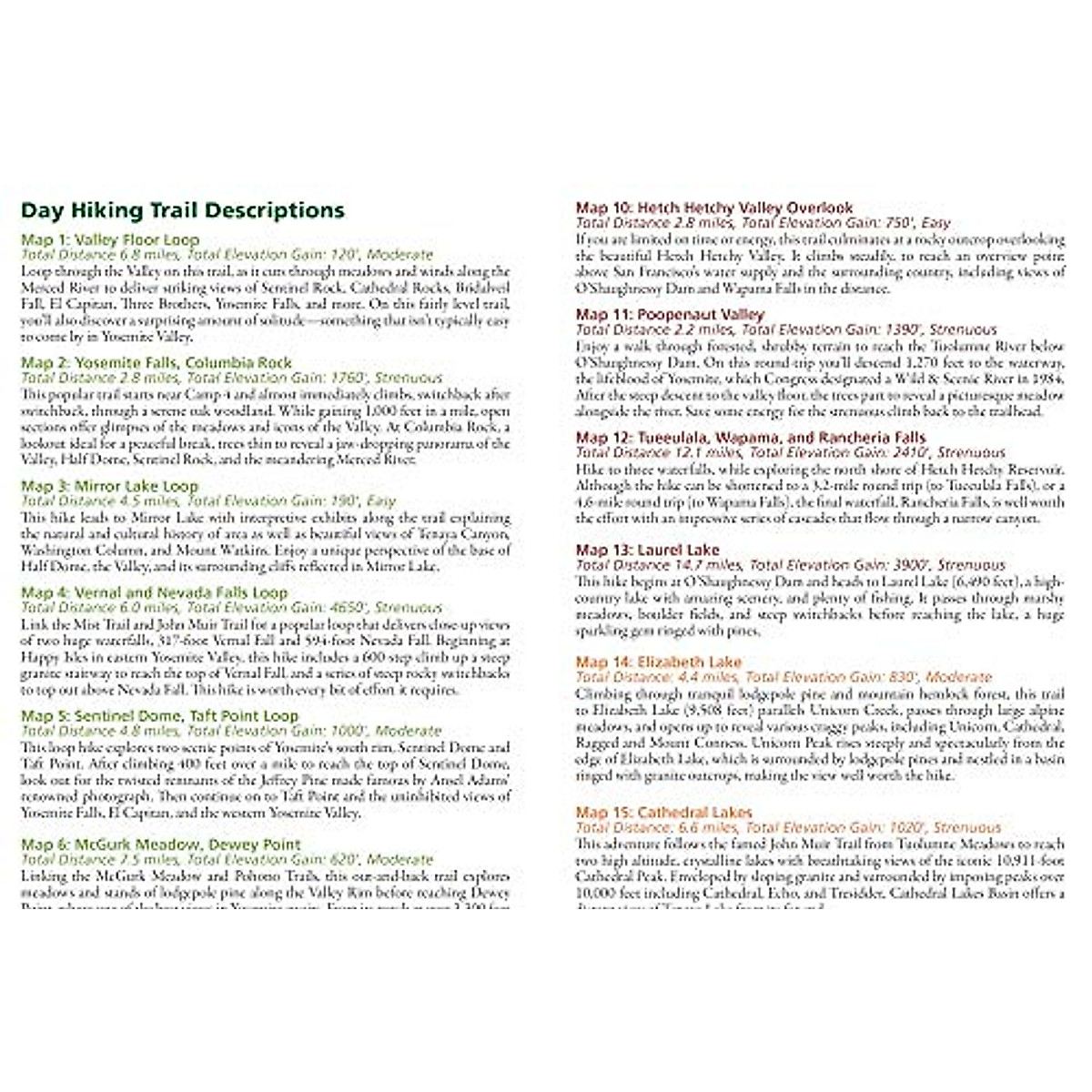 Yosemite National Park Day Hikes Map (National Geographic Topographic Map Guide, 1704)