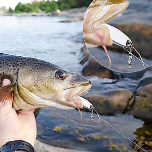 HESTYA 20 Pieces Fishing Lures Fishing Spoons Saltwater Treble Hooks Lures Hard Metal Spinner Baits 5 Sizes Casting Spoon Lures for Salmon Bass in 1/5 oz 1/4 oz 3/8 oz 1/2 oz 3/4 oz (Silver)