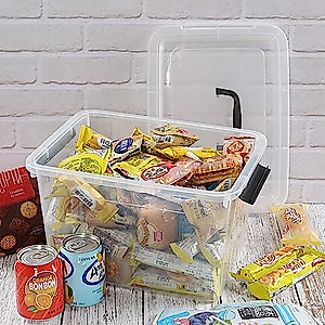 Gainhope 4 Packs Plastic Latching Box with Lid and Handles, 10L Clear Plastic Storage Box