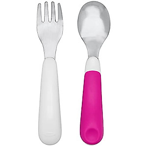 OXO Tot On-The-Go Fork And Spoon Set - Pink