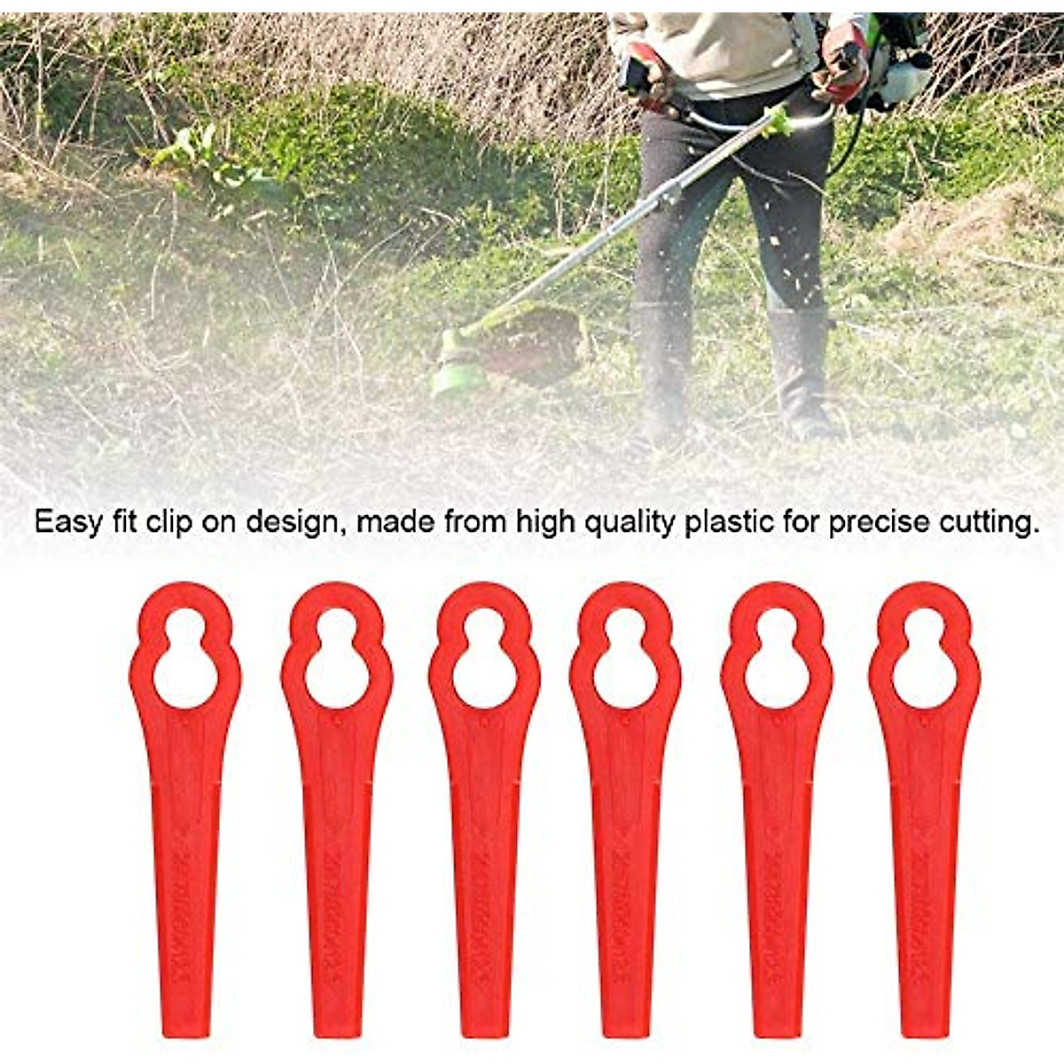 HIN 100 PCS PlasticGrass Trimmer Blade Weed Trimmer Blade 3.3" Plastic Cutters Blades Blade Suitable for STIHL polycut 2-2 FSA 45 Lawn Mower Trimmer Garden Lawn Mower Replacement Accessories Tool