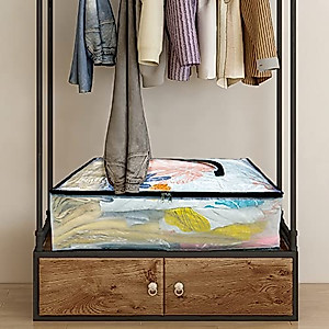 AMJ 3-Pack Clear Clothes Storage Bag with Reinforced Handle, Foldable Heavy-Duty Tote for Space Saving, Vinyl Storage Bag for Comforter, Blanket, Bedding, Duvet, Moving Totes (Clear)