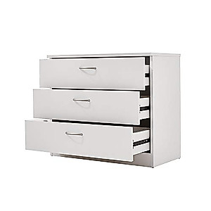 Kcelarec Wooden 3 Drawer Dresser, Modern Chest of Drawers Cabinet for Bedroom Hallway Living Room, White
