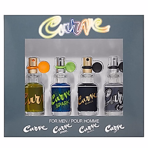 Liz Claiborne Curve Collection 4 Pc. Gift Set for Men (Curve + Curve Spark + Curve Black + Curve Crush All Cologne Spray .5 oz)