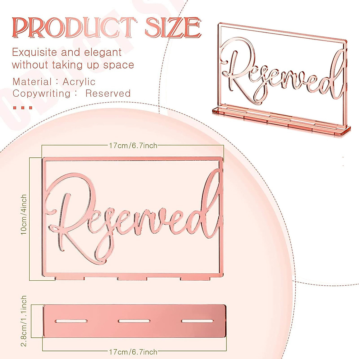 Stylish Gold Acrylic Wedding Reserved Table Signs Safe Sturdy Not Easy To Break Or Deform Seating Reservation