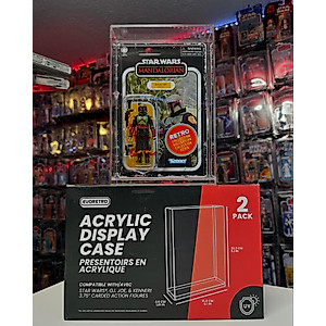 EVORETRO Action Figure Display Case Protector Compatible with Star Wars, Marvel Legends, GI-Joe 3.75 in Carded Action Figures, Anti-UV Thick Durable Clear Acrylic Box, Lasts for Years to Come - 2 Pack