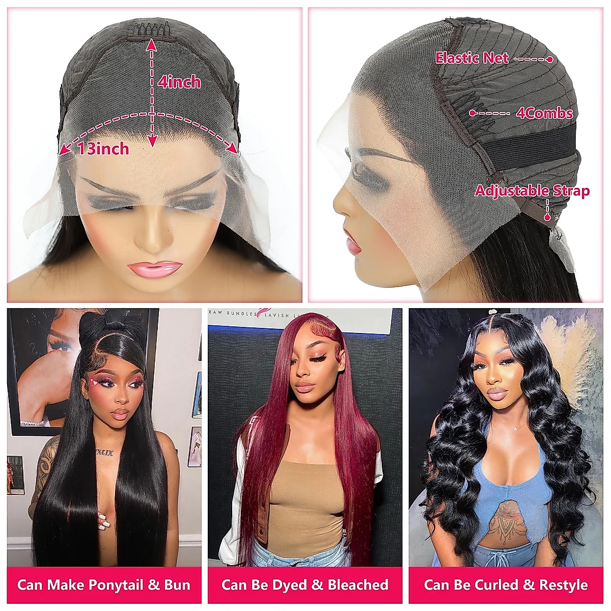 100% Human Hair 28 Inch Straight Lace Front Wigs Human Hair Pre Plucked 180 Density 13x4 HD Lace Front Wigs Human Hair for Black Women Glueless Brazilian Straight Lace Frontal Wigs with Baby Hair