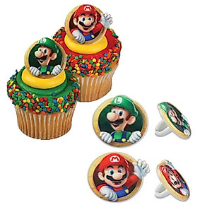 Bakery Crafts DecoPac Super Mario Cupcake Ring Party Favor Decorations, Random Assortment (24 Pack)