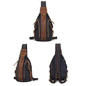 peacechaos Sling Bag - Crossbody Backpack Shoulder Casual Daypack Rucksack for Outdoor Cycling Hiking Travel (Black)