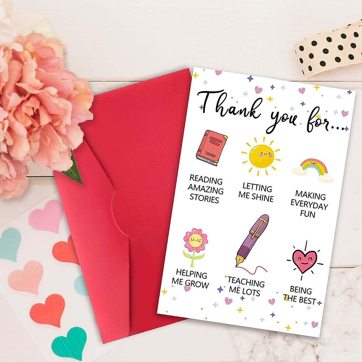 Zyulin Lovely Thank You Teacher Card, Great Teacher Appreciation Gifts Card from Students, Thank You for Helping Me Grow Card, End of Term Gift