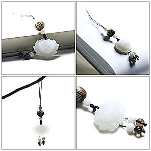 Hemobllo Jade Key Chains 2Pcs Hand- Woven Lotus Jade Key Rings Charms Decorative Keychains Phone Hanging Ornament for Kids Toy Home Decoration