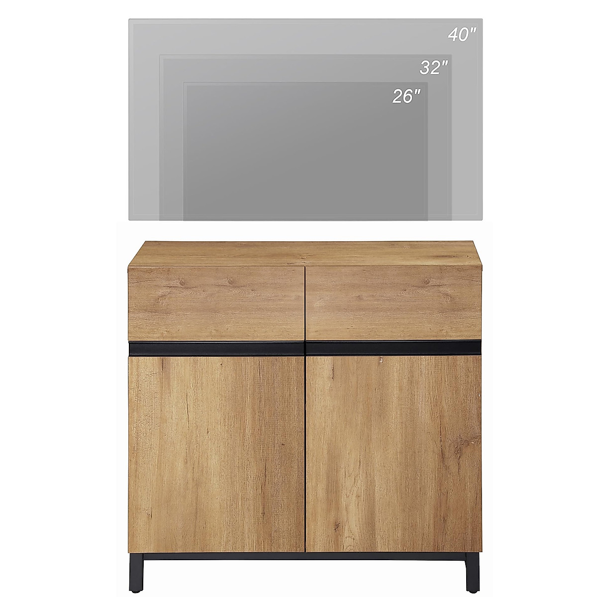 WAMPAT Modern TV Stand for TVs up to 40 inch, Entertainment Center TV Console with Adjustable Shelve and Metal Base for Living Room,Bedroom,Oak